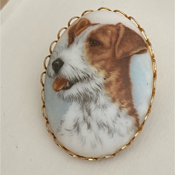 Jewelry | Vintage Painted Jack Russell Dog Portrait Brooch Pin | Poshmark